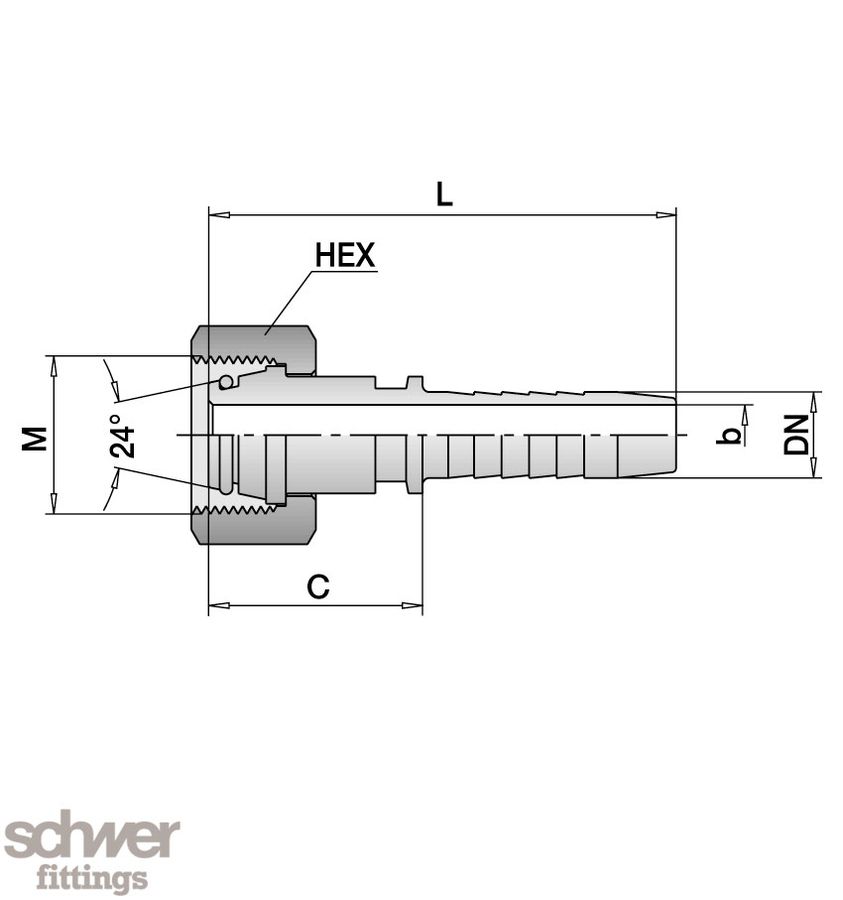 Hose Tail Swivel Female DKO - schwer.com - Schwer Fittings